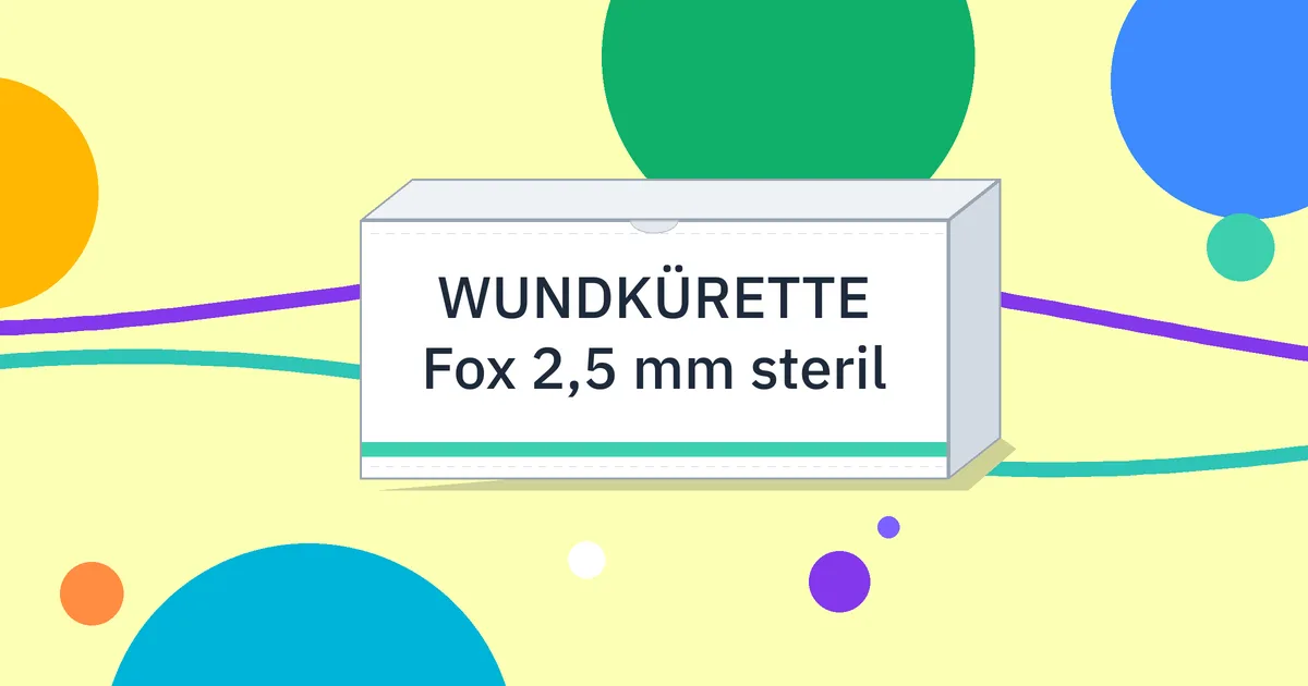 Symbolbild: Packung mit der Aufschrift WUNDKÜRETTE Fox 2,5 mm steril (PZN 17248230) – Verfügbarkeit und Bezug in Apotheken in Frankfurt am Main