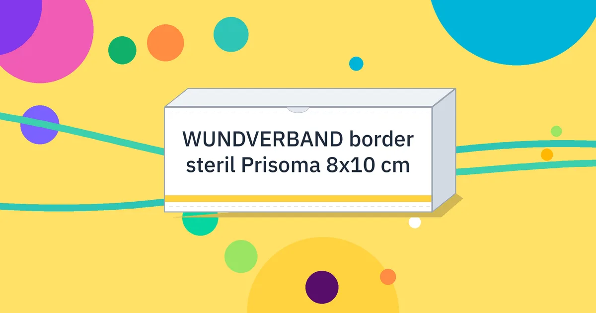 Symbolbild: Packung mit der Aufschrift WUNDVERBAND border steril Prisoma 8x10 cm (PZN 19692503) – Verfügbarkeit und Bezug in Apotheken in Frankfurt am Main