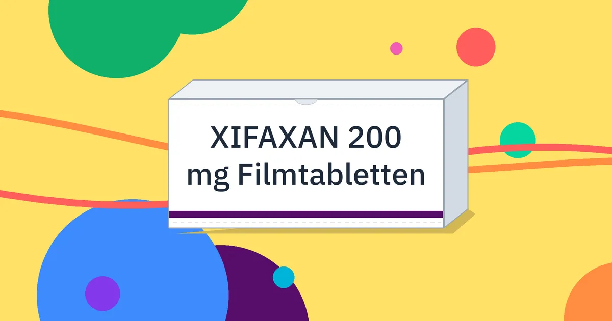 Symbolbild: Packung mit der Aufschrift XIFAXAN 200 mg Filmtabletten (PZN 06963656) – Verfügbarkeit und Bezug in Apotheken in Frankfurt am Main