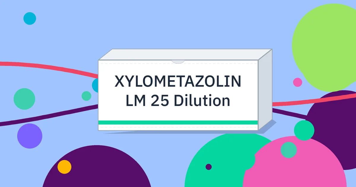 Symbolbild: Packung mit der Aufschrift XYLOMETAZOLIN LM 25 Dilution (PZN 13283577) – Verfügbarkeit und Bezug in Apotheken in Frankfurt am Main