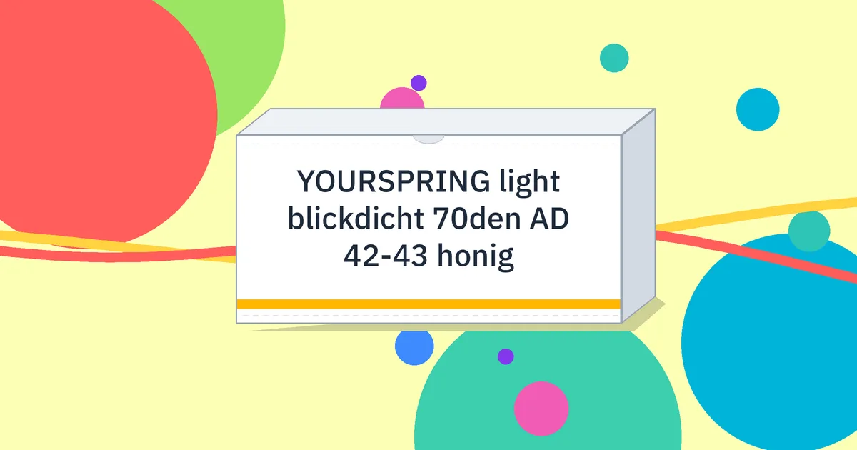 Symbolbild: Packung mit der Aufschrift YOURSPRING light blickdicht 70den AD 42-43 honig (PZN 18056691) – Verfügbarkeit und Bezug in Apotheken in Frankfurt am Main