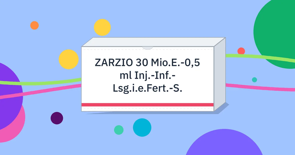 Symbolbild: Packung mit der Aufschrift ZARZIO 30 Mio.E.-0,5 ml Inj.-Inf.-Lsg.i.e.Fert.-S. (PZN 14178233) – Verfügbarkeit und Bezug in Apotheken in Frankfurt am Main