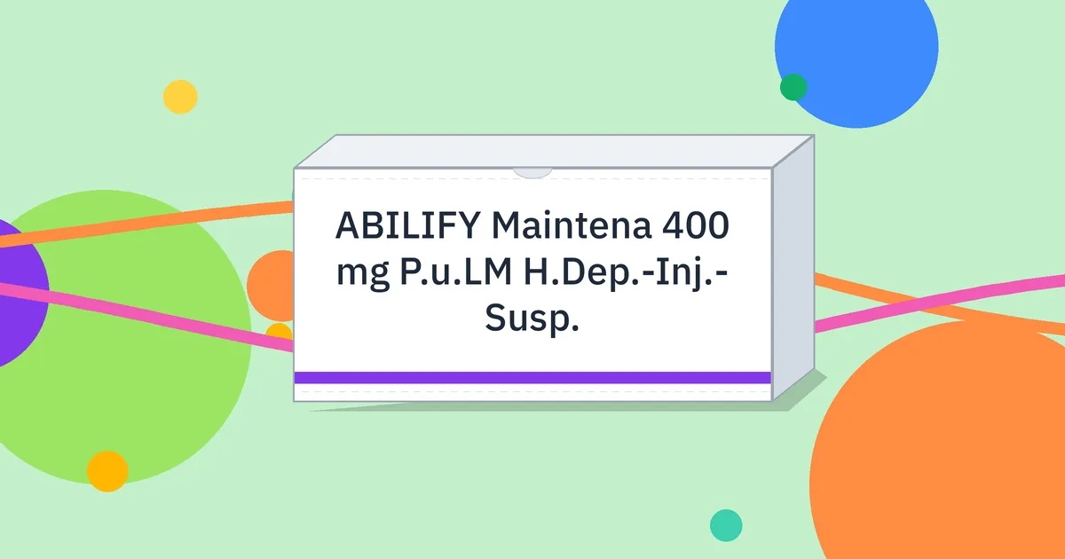 Symbolbild: Packung mit der Aufschrift ABILIFY Maintena 400 mg P.u.LM H.Dep.-Inj.-Susp. (PZN 10989704) – Verfügbarkeit und Bezug in Apotheken in Frankfurt am Main