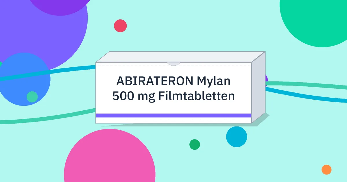 Symbolbild: Packung mit der Aufschrift ABIRATERON Mylan 500 mg Filmtabletten (PZN 19925114) – Verfügbarkeit und Bezug in Apotheken in Frankfurt am Main