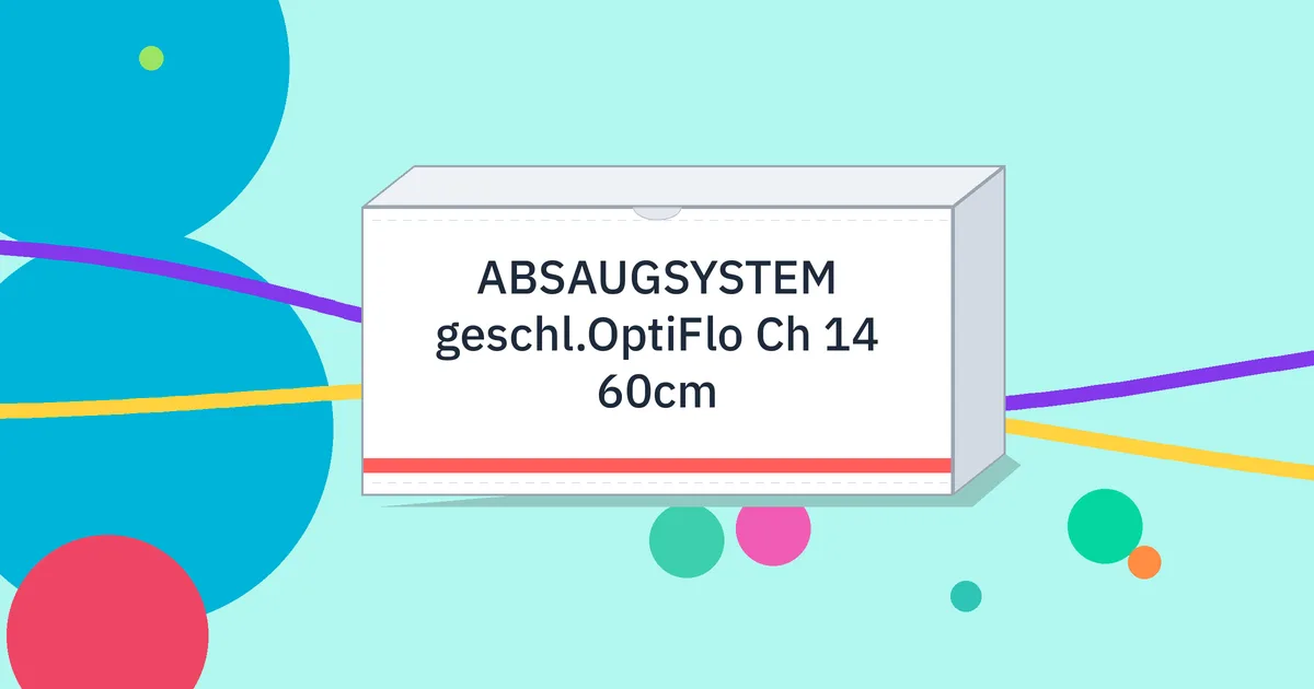 Symbolbild: Packung mit der Aufschrift ABSAUGSYSTEM geschl.OptiFlo Ch 14 60cm (PZN 04713814) – Verfügbarkeit und Bezug in Apotheken in Frankfurt am Main