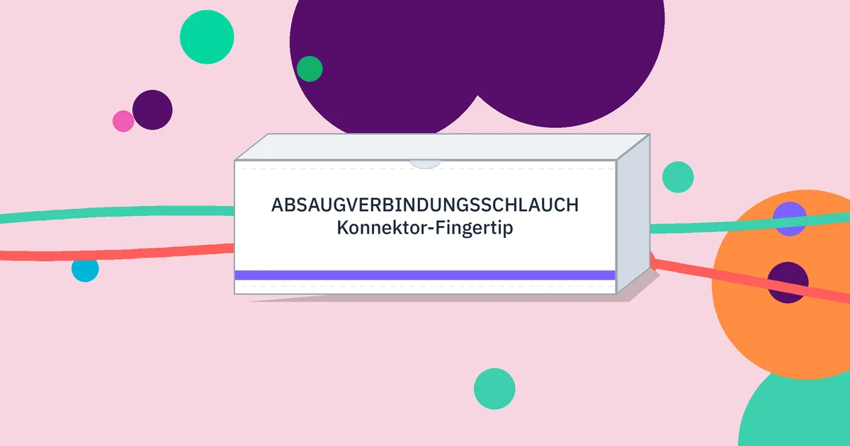 Symbolbild: Packung mit der Aufschrift ABSAUGVERBINDUNGSSCHLAUCH Konnektor-Fingertip (PZN 10532695) – Verfügbarkeit und Bezug in Apotheken in Frankfurt am Main