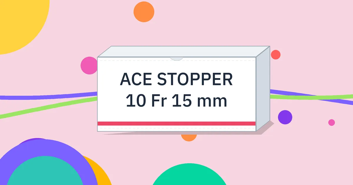 Symbolbild: Packung mit der Aufschrift ACE STOPPER 10 Fr 15 mm (PZN 15869614) – Verfügbarkeit und Bezug in Apotheken in Frankfurt am Main