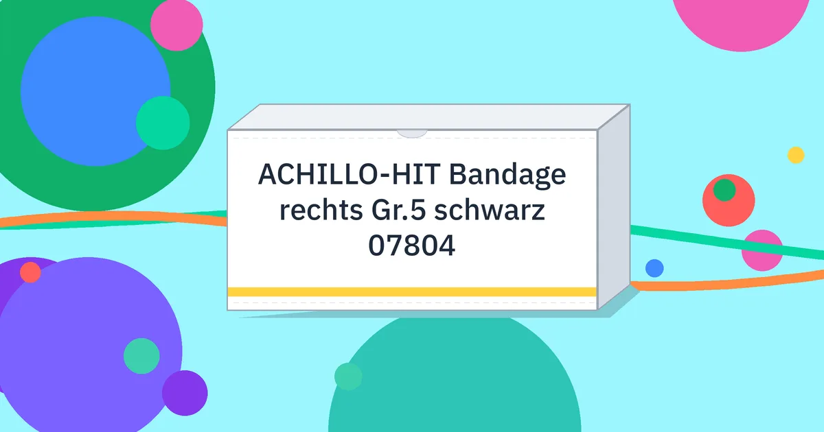 Symbolbild: Packung mit der Aufschrift ACHILLO-HIT Bandage rechts Gr.5 schwarz 07804 (PZN 02470112) – Verfügbarkeit und Bezug in Apotheken in Frankfurt am Main