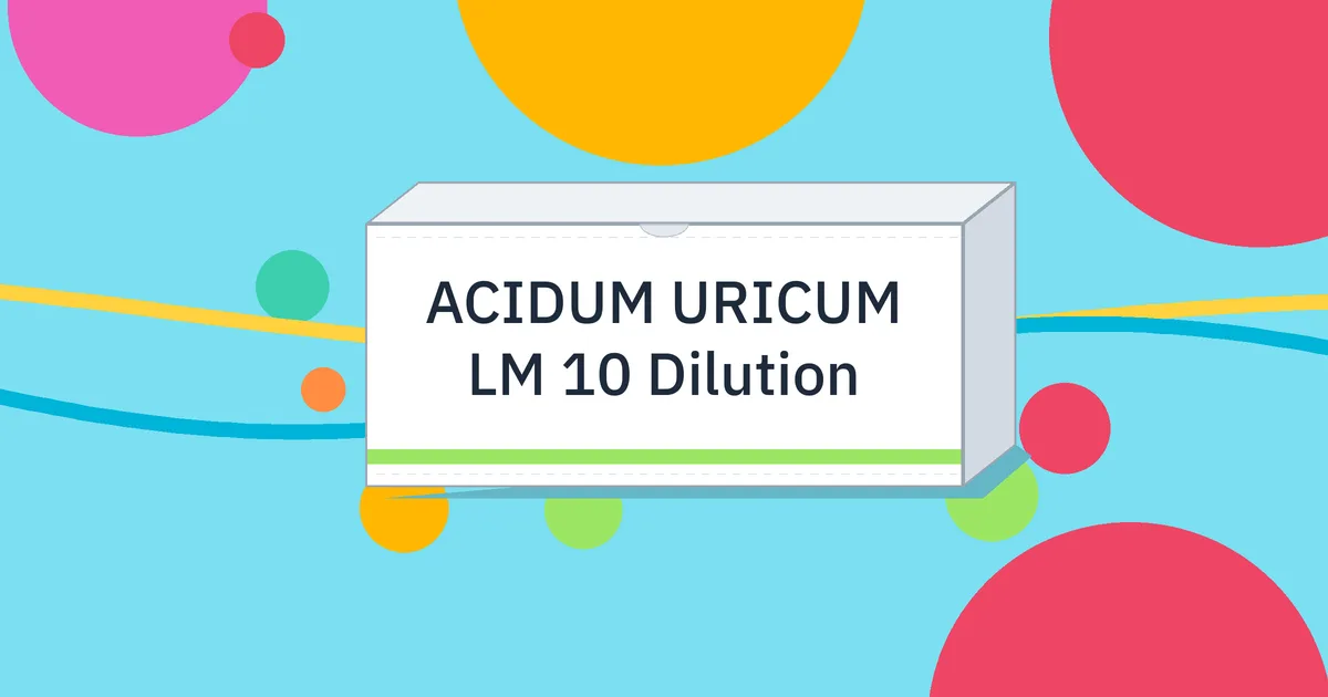 Symbolbild: Packung mit der Aufschrift ACIDUM URICUM LM 10 Dilution (PZN 13288557) – Verfügbarkeit und Bezug in Apotheken in Frankfurt am Main