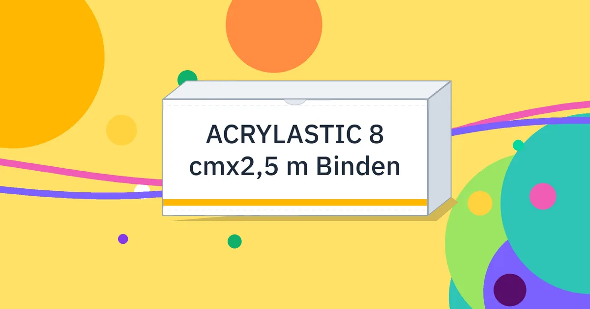 Symbolbild: Packung mit der Aufschrift ACRYLASTIC 8 cmx2,5 m Binden (PZN 02035089) – Verfügbarkeit und Bezug in Apotheken in Frankfurt am Main