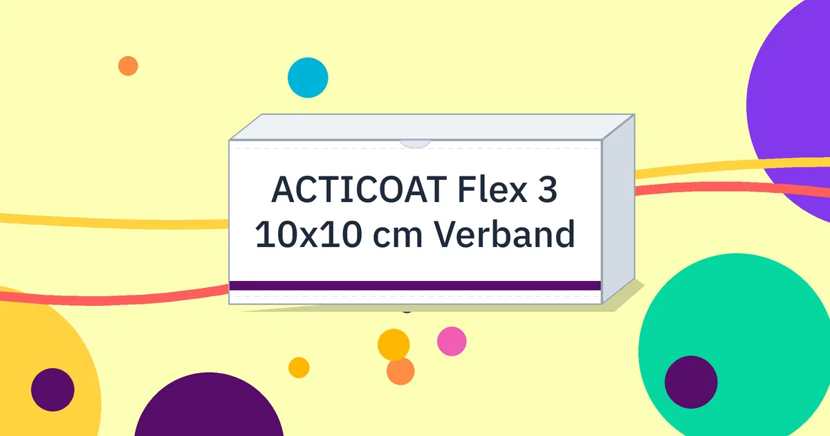 Symbolbild: Packung mit der Aufschrift ACTICOAT Flex 3 10x10 cm Verband (PZN 12477859) – Verfügbarkeit und Bezug in Apotheken in Frankfurt am Main