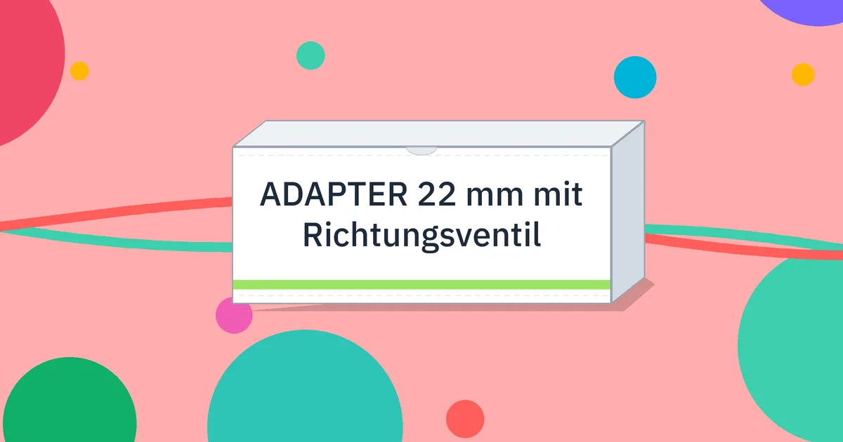 Symbolbild: Packung mit der Aufschrift ADAPTER 22 mm mit Richtungsventil (PZN 17432063) – Verfügbarkeit und Bezug in Apotheken in Frankfurt am Main