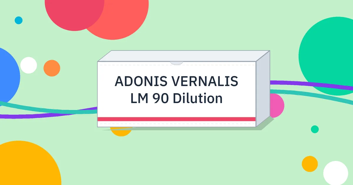 Symbolbild: Packung mit der Aufschrift ADONIS VERNALIS LM 90 Dilution (PZN 12755206) – Verfügbarkeit und Bezug in Apotheken in Frankfurt am Main