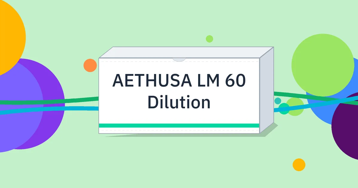 Symbolbild: Packung mit der Aufschrift AETHUSA LM 60 Dilution (PZN 12756074) – Verfügbarkeit und Bezug in Apotheken in Frankfurt am Main
