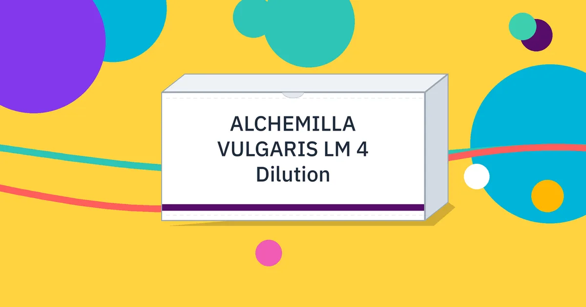Symbolbild: Packung mit der Aufschrift ALCHEMILLA VULGARIS LM 4 Dilution (PZN 13308685) – Verfügbarkeit und Bezug in Apotheken in Frankfurt am Main