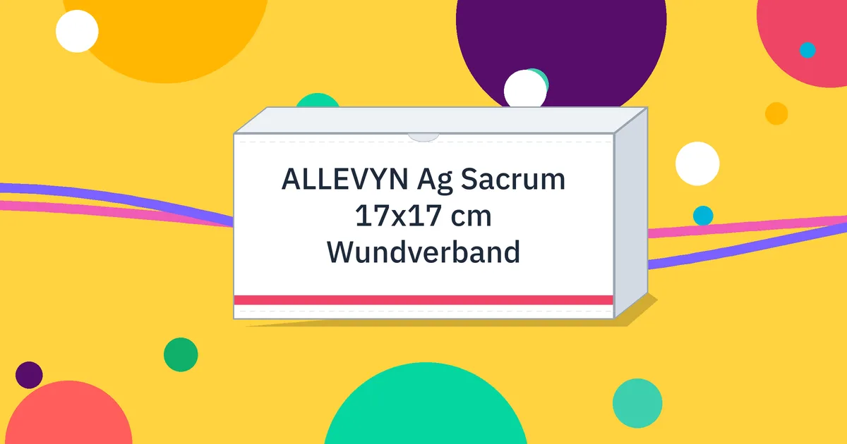 Symbolbild: Packung mit der Aufschrift ALLEVYN Ag Sacrum 17x17 cm Wundverband (PZN 12555648) – Verfügbarkeit und Bezug in Apotheken in Frankfurt am Main