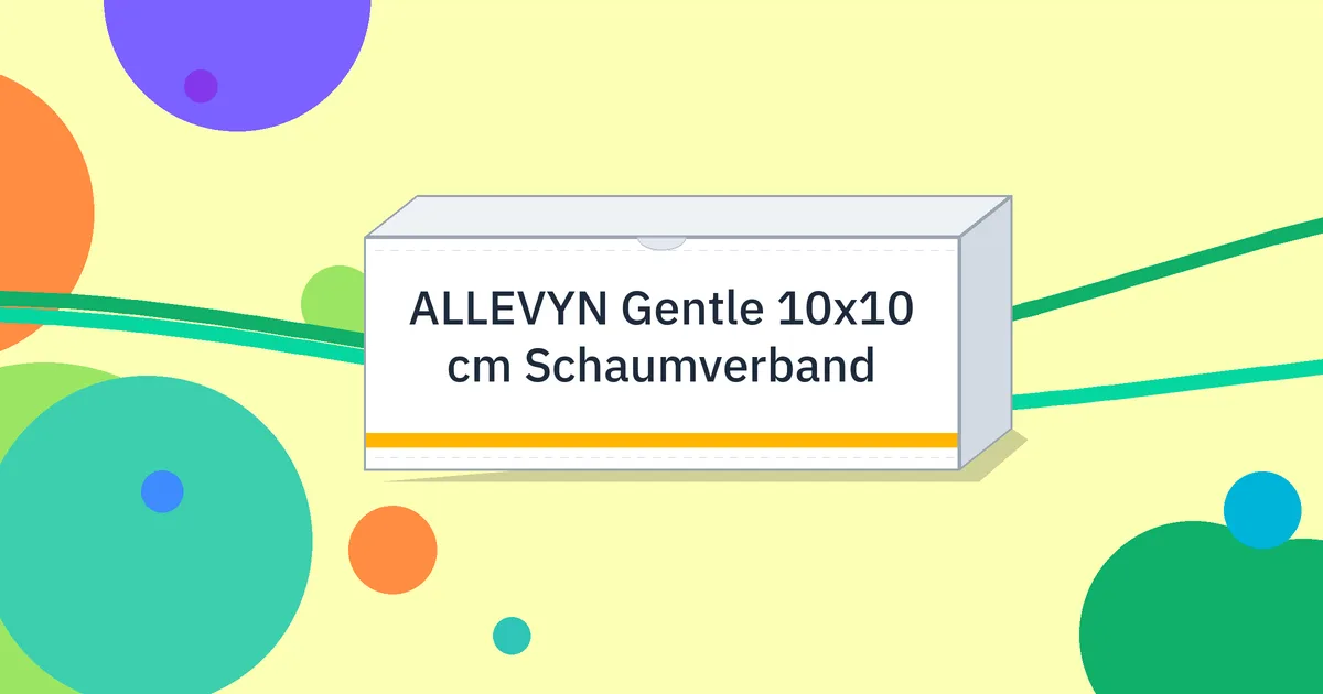 Symbolbild: Packung mit der Aufschrift ALLEVYN Gentle 10x10 cm Schaumverband (PZN 17380774) – Verfügbarkeit und Bezug in Apotheken in Frankfurt am Main