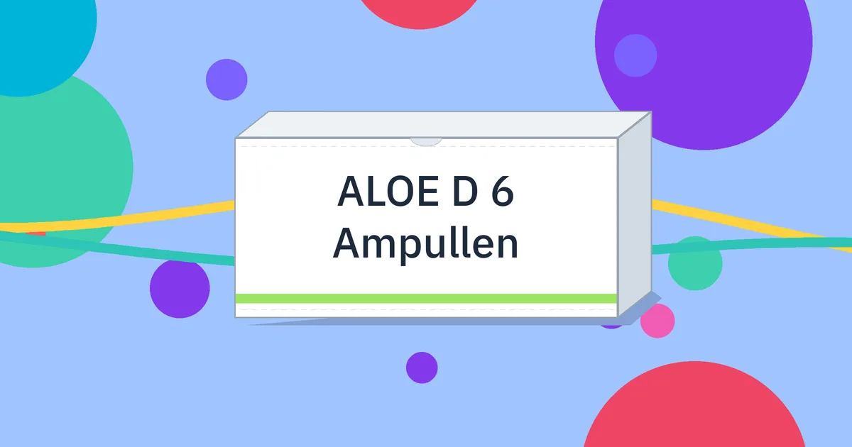 Symbolbild: Packung mit der Aufschrift ALOE D 6 Ampullen (PZN 11703986) – Verfügbarkeit und Bezug in Apotheken in Frankfurt am Main