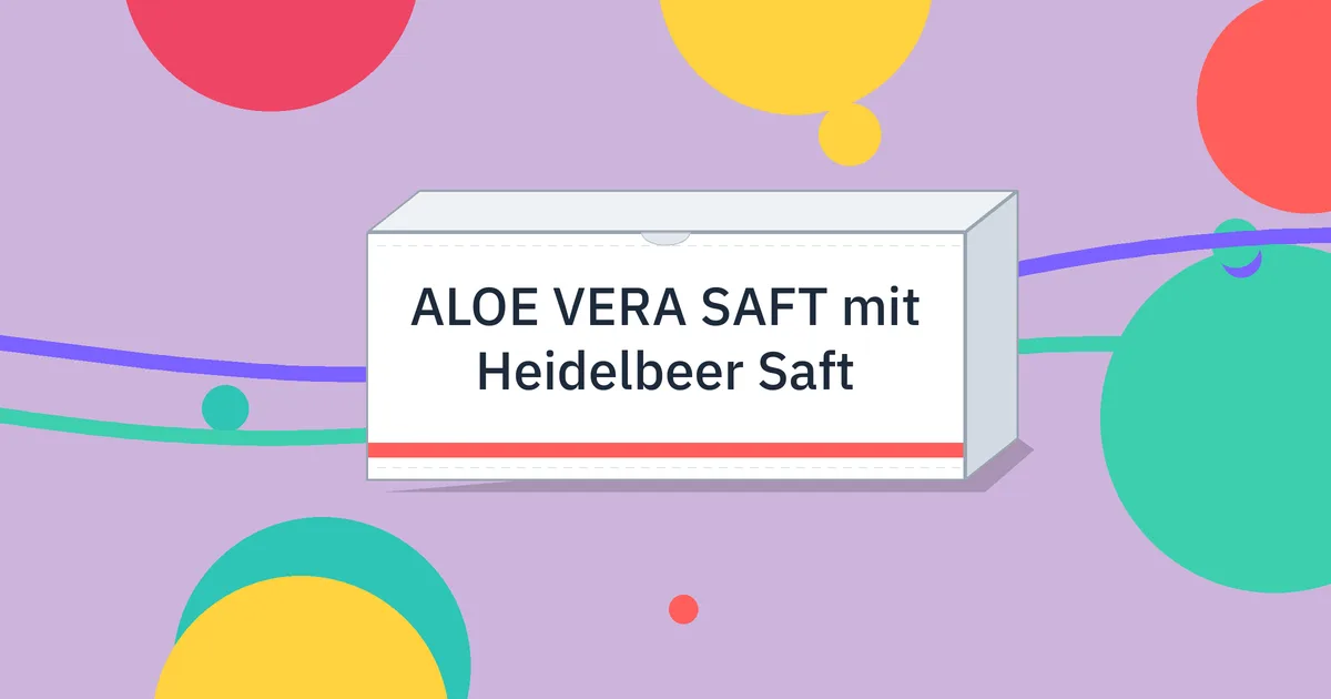 Symbolbild: Packung mit der Aufschrift ALOE VERA SAFT mit Heidelbeer Saft (PZN 08446103) – Verfügbarkeit und Bezug in Apotheken in Frankfurt am Main