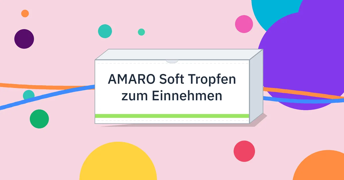 Symbolbild: Packung mit der Aufschrift AMARO Soft Tropfen zum Einnehmen (PZN 19991677) – Verfügbarkeit und Bezug in Apotheken in Frankfurt am Main