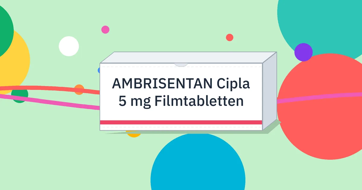 Symbolbild: Packung mit der Aufschrift AMBRISENTAN Cipla 5 mg Filmtabletten (PZN 16821532) – Verfügbarkeit und Bezug in Apotheken in Frankfurt am Main