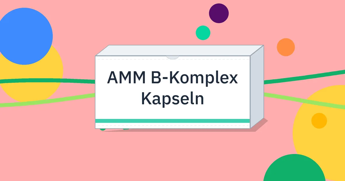 Symbolbild: Packung mit der Aufschrift AMM B-Komplex Kapseln (PZN 16627557) – Verfügbarkeit und Bezug in Apotheken in Frankfurt am Main