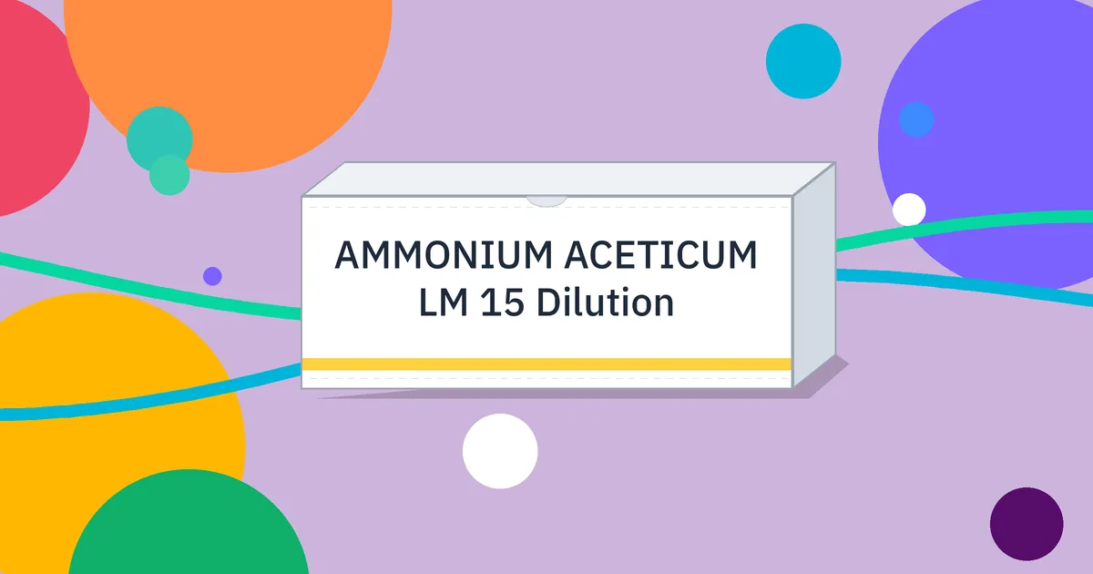 Symbolbild: Packung mit der Aufschrift AMMONIUM ACETICUM LM 15 Dilution (PZN 13319482) – Verfügbarkeit und Bezug in Apotheken in Frankfurt am Main