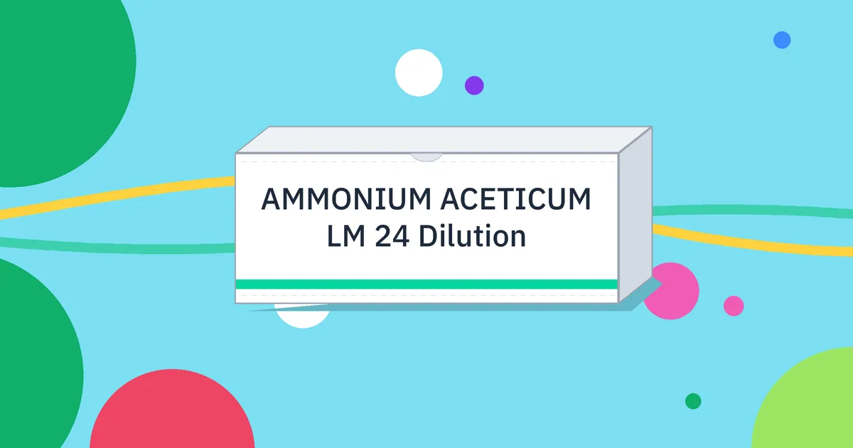 Symbolbild: Packung mit der Aufschrift AMMONIUM ACETICUM LM 24 Dilution (PZN 13319602) – Verfügbarkeit und Bezug in Apotheken in Frankfurt am Main