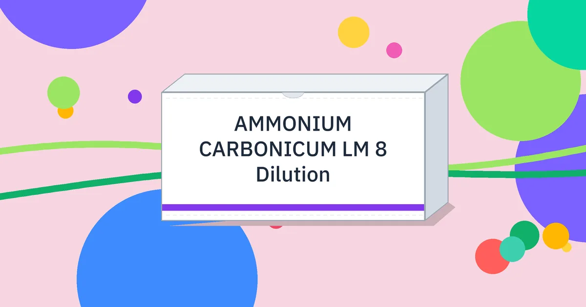 Symbolbild: Packung mit der Aufschrift AMMONIUM CARBONICUM LM 8 Dilution (PZN 12760609) – Verfügbarkeit und Bezug in Apotheken in Frankfurt am Main