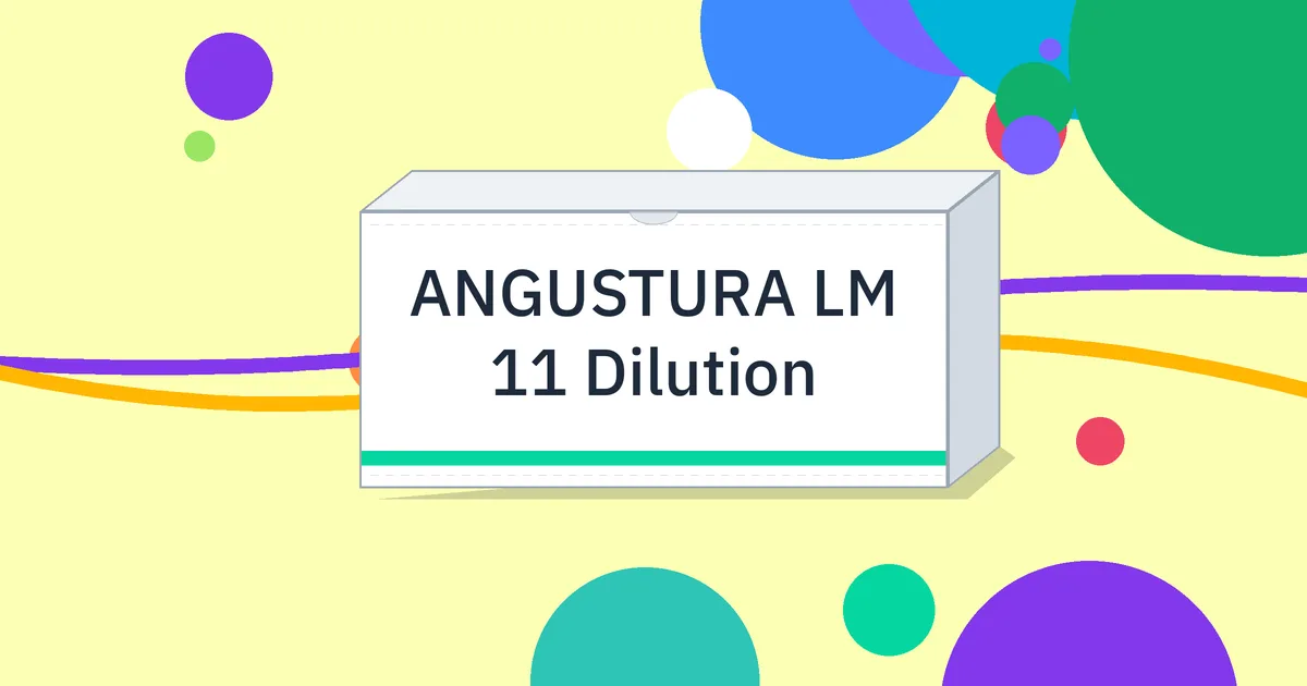Symbolbild: Packung mit der Aufschrift ANGUSTURA LM 11 Dilution (PZN 13368428) – Verfügbarkeit und Bezug in Apotheken in Frankfurt am Main
