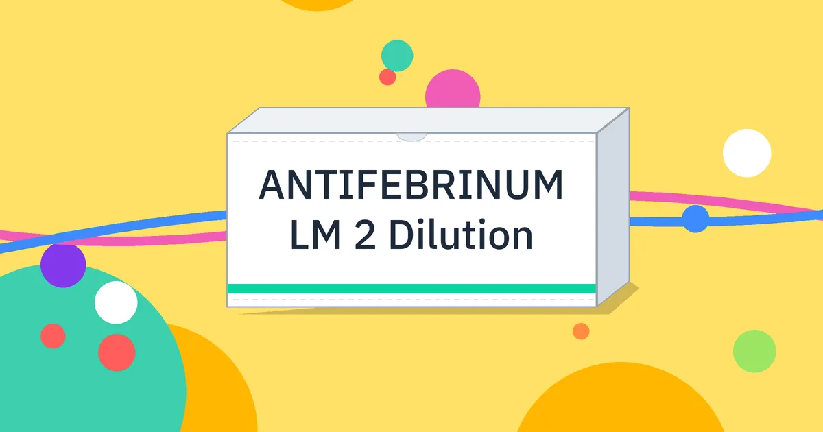 Symbolbild: Packung mit der Aufschrift ANTIFEBRINUM LM 2 Dilution (PZN 13371577) – Verfügbarkeit und Bezug in Apotheken in Frankfurt am Main