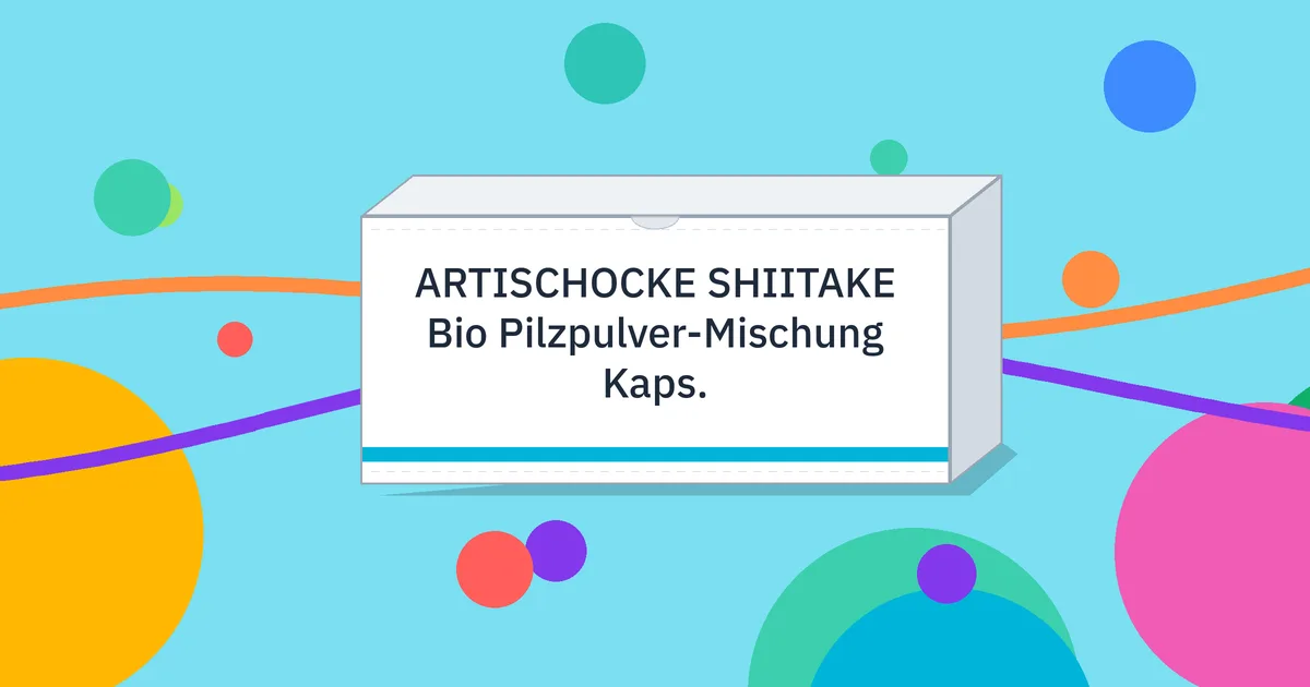 Symbolbild: Packung mit der Aufschrift ARTISCHOCKE SHIITAKE Bio Pilzpulver-Mischung Kaps. (PZN 19710626) – Verfügbarkeit und Bezug in Apotheken in Frankfurt am Main