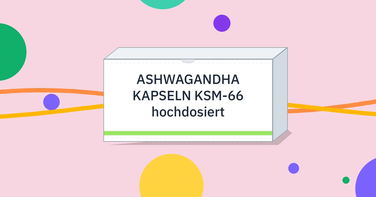 Symbolbild: Packung mit der Aufschrift ASHWAGANDHA KAPSELN KSM-66 hochdosiert (PZN 19065574) – Verfügbarkeit und Bezug in Apotheken in Frankfurt am Main