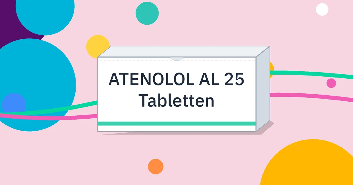 Symbolbild: Packung mit der Aufschrift ATENOLOL AL 25 Tabletten (PZN 00209036) – Verfügbarkeit und Bezug in Apotheken in Frankfurt am Main
