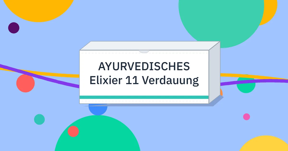 Symbolbild: Packung mit der Aufschrift AYURVEDISCHES Elixier 11 Verdauung (PZN 07251923) – Verfügbarkeit und Bezug in Apotheken in Frankfurt am Main