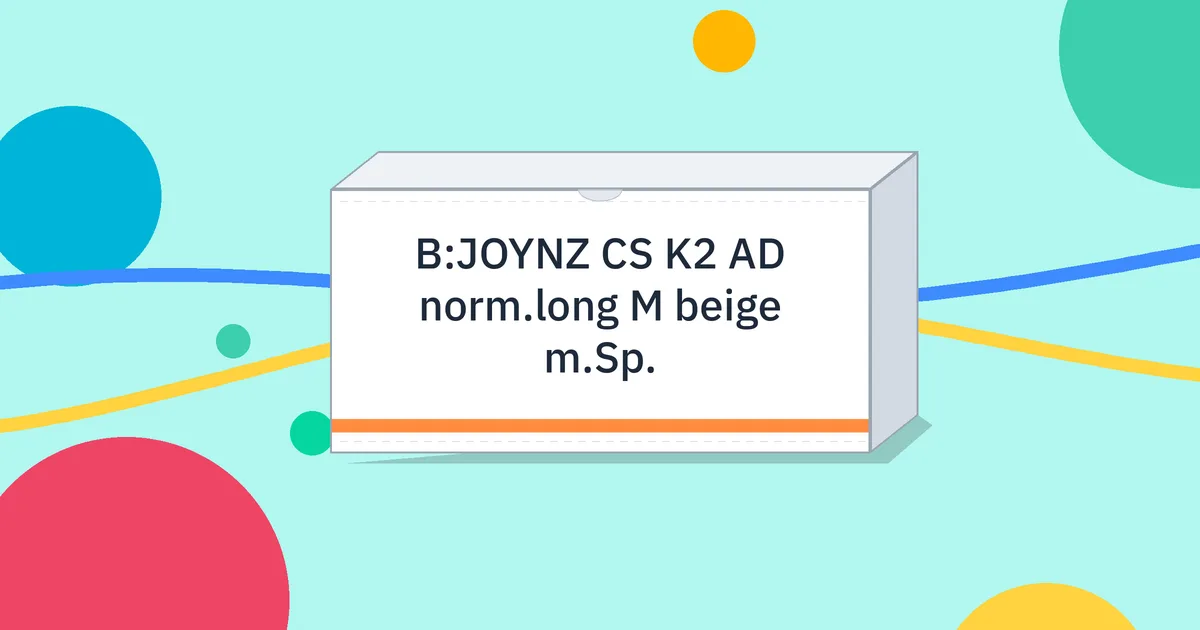 Symbolbild: Packung mit der Aufschrift B:JOYNZ CS K2 AD norm.long M beige m.Sp. (PZN 20525294) – Verfügbarkeit und Bezug in Apotheken in Frankfurt am Main