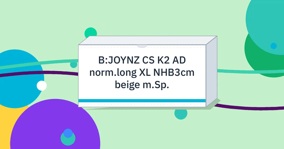 Symbolbild: Packung mit der Aufschrift B:JOYNZ CS K2 AD norm.long XL NHB3cm beige m.Sp. (PZN 20527028) – Verfügbarkeit und Bezug in Apotheken in Frankfurt am Main
