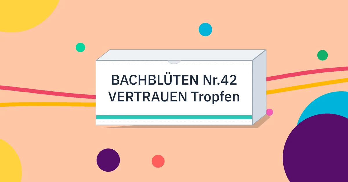 Symbolbild: Packung mit der Aufschrift BACHBLÜTEN Nr.42 VERTRAUEN Tropfen (PZN 19850095) – Verfügbarkeit und Bezug in Apotheken in Frankfurt am Main