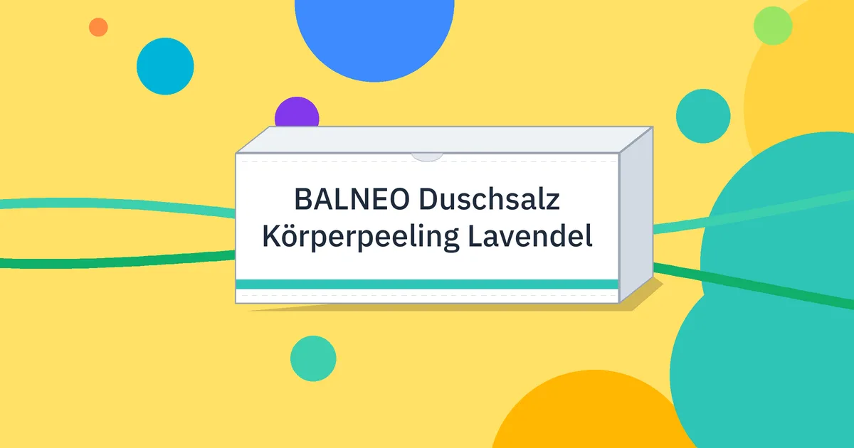 Symbolbild: Packung mit der Aufschrift BALNEO Duschsalz Körperpeeling Lavendel (PZN 04000913) – Verfügbarkeit und Bezug in Apotheken in Frankfurt am Main