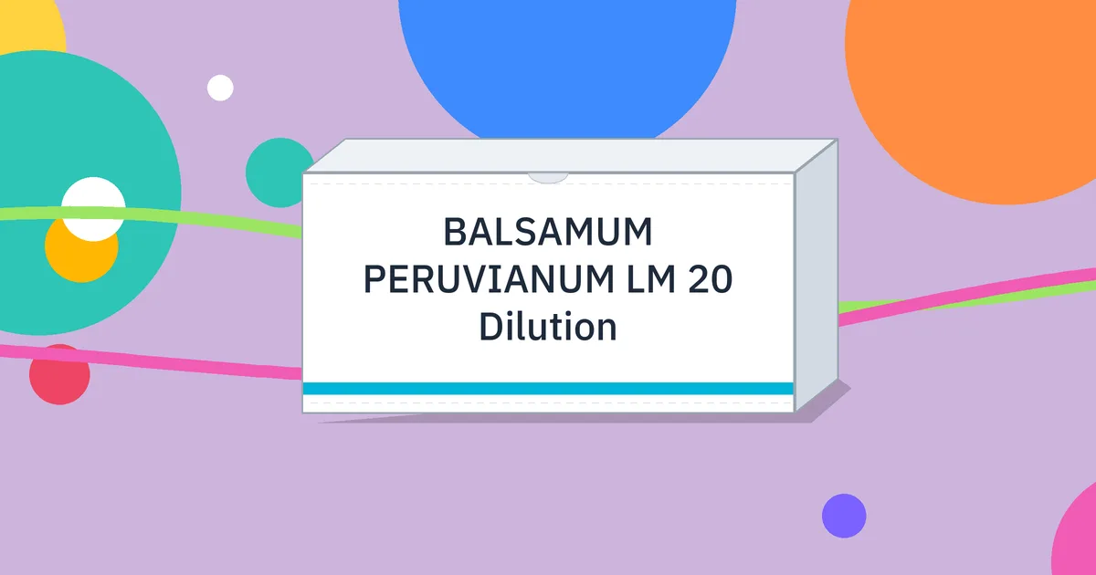 Symbolbild: Packung mit der Aufschrift BALSAMUM PERUVIANUM LM 20 Dilution (PZN 12787301) – Verfügbarkeit und Bezug in Apotheken in Frankfurt am Main