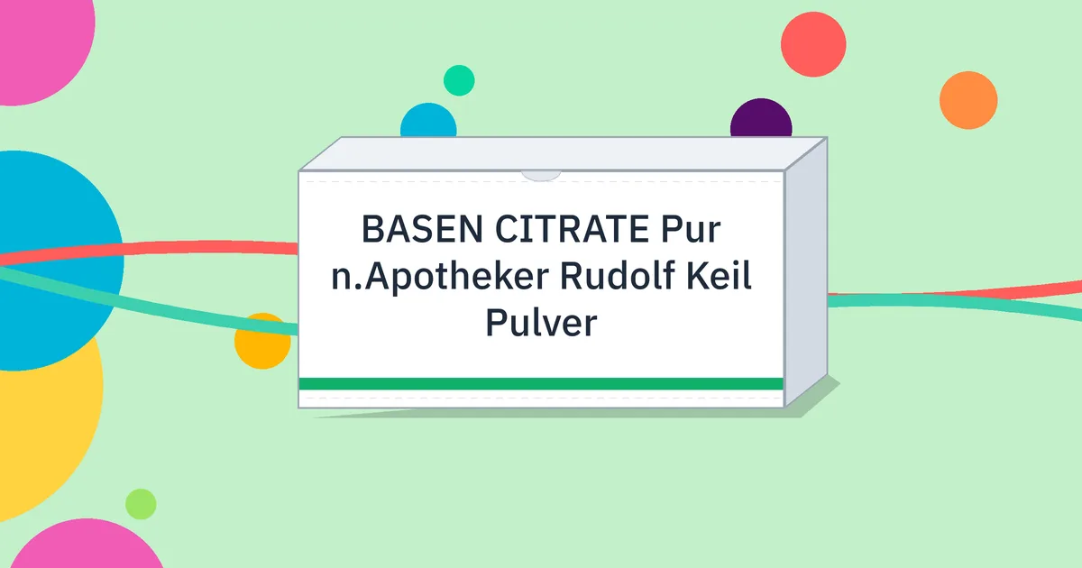 Symbolbild: Packung mit der Aufschrift BASEN CITRATE Pur n.Apotheker Rudolf Keil Pulver (PZN 03755779) – Verfügbarkeit und Bezug in Apotheken in Frankfurt am Main