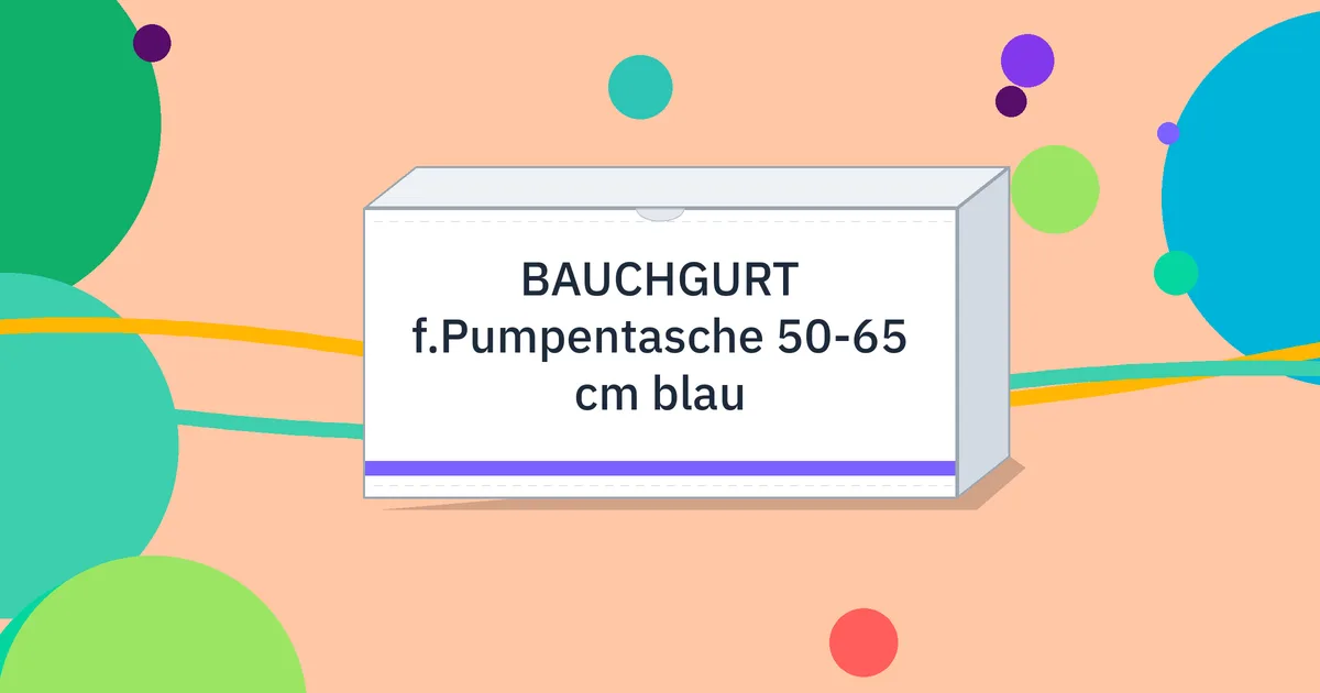 Symbolbild: Packung mit der Aufschrift BAUCHGURT f.Pumpentasche 50-65 cm blau (PZN 16510312) – Verfügbarkeit und Bezug in Apotheken in Frankfurt am Main