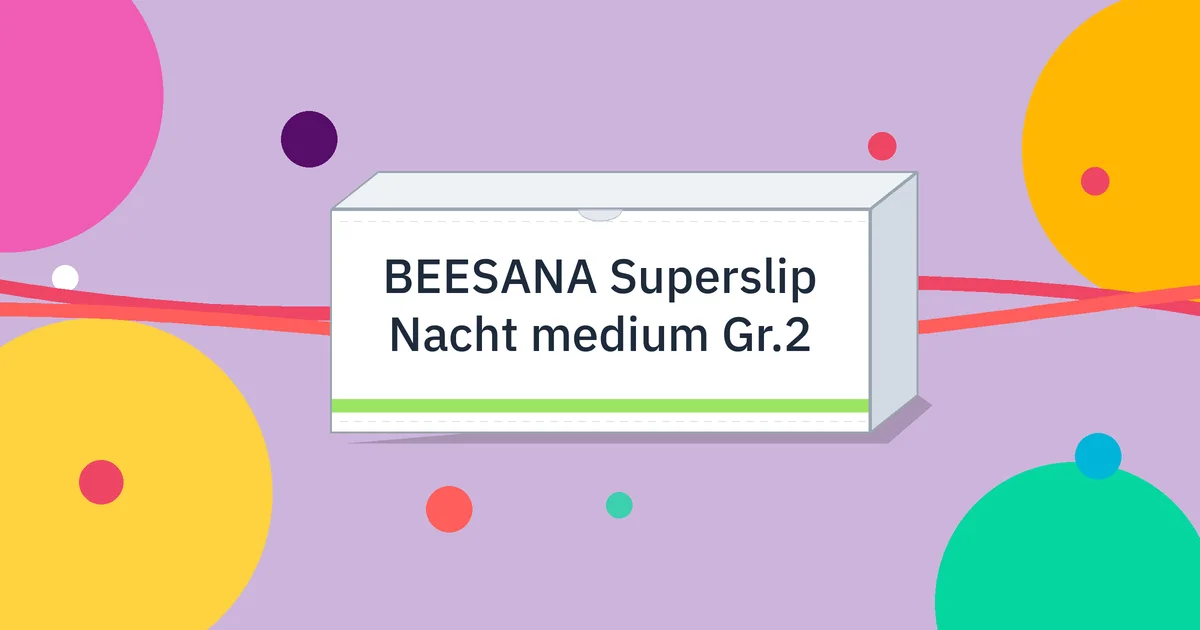 Symbolbild: Packung mit der Aufschrift BEESANA Superslip Nacht medium Gr.2 (PZN 07757580) – Verfügbarkeit und Bezug in Apotheken in Frankfurt am Main