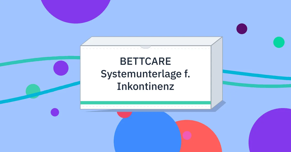 Symbolbild: Packung mit der Aufschrift BETTCARE Systemunterlage f. Inkontinenz (PZN 02652853) – Verfügbarkeit und Bezug in Apotheken in Frankfurt am Main