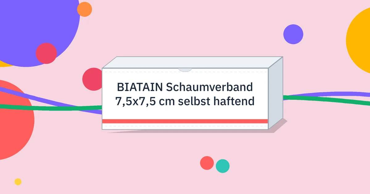 Symbolbild: Packung mit der Aufschrift BIATAIN Schaumverband 7,5x7,5 cm selbst haftend (PZN 16389566) – Verfügbarkeit und Bezug in Apotheken in Frankfurt am Main