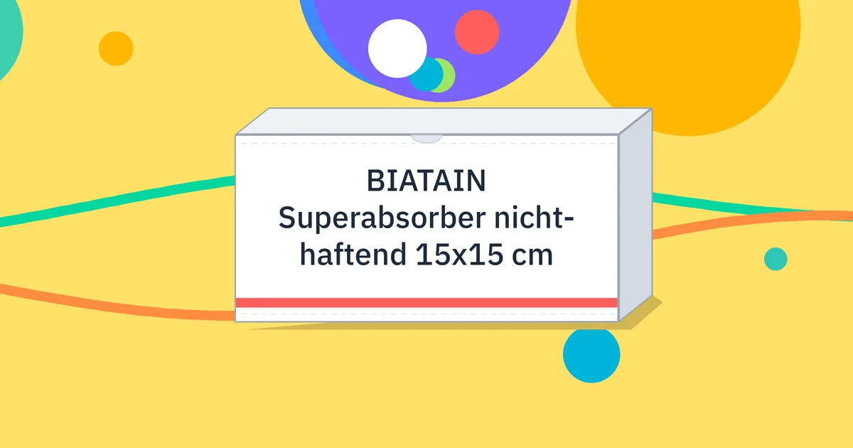 Symbolbild: Packung mit der Aufschrift BIATAIN Superabsorber nicht-haftend 15x15 cm (PZN 20306675) – Verfügbarkeit und Bezug in Apotheken in Frankfurt am Main