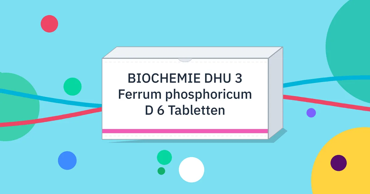 Symbolbild: Packung mit der Aufschrift BIOCHEMIE DHU 3 Ferrum phosphoricum D 6 Tabletten (PZN 18182556) – Verfügbarkeit und Bezug in Apotheken in Frankfurt am Main