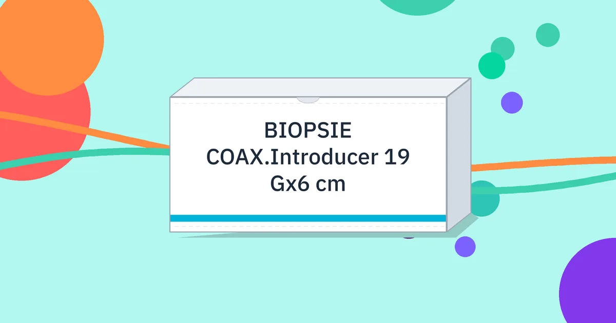 Symbolbild: Packung mit der Aufschrift BIOPSIE COAX.Introducer 19 Gx6 cm (PZN 18763885) – Verfügbarkeit und Bezug in Apotheken in Frankfurt am Main