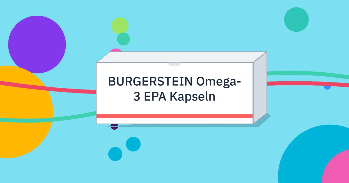Symbolbild: Packung mit der Aufschrift BURGERSTEIN Omega-3 EPA Kapseln (PZN 17521128) – Verfügbarkeit und Bezug in Apotheken in Frankfurt am Main