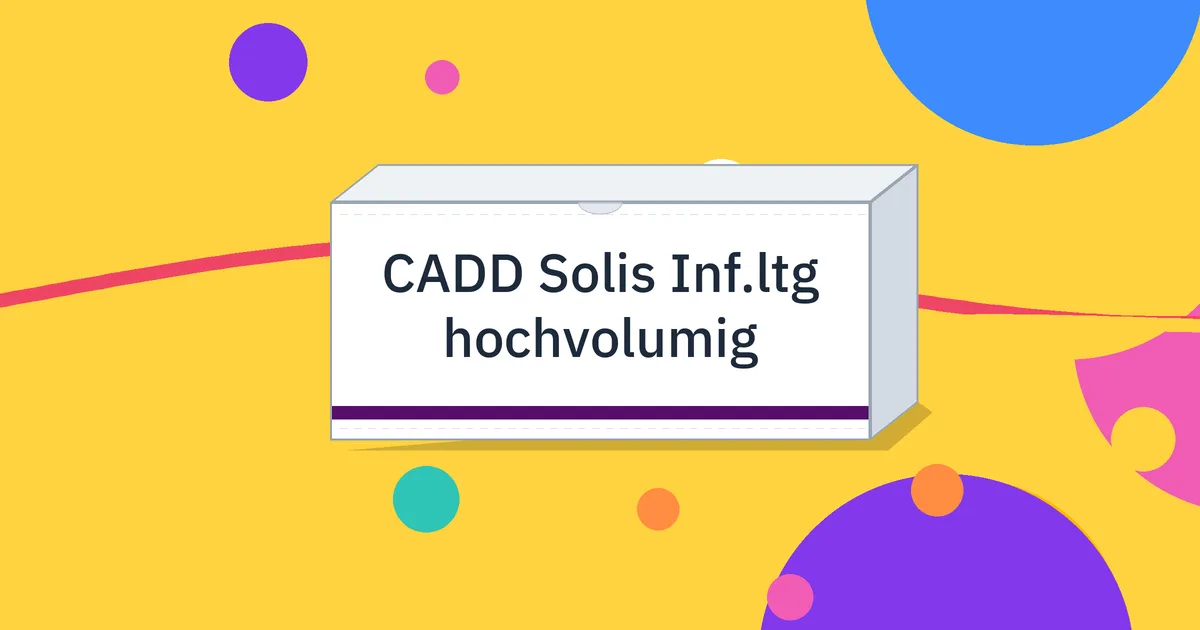 Symbolbild: Packung mit der Aufschrift CADD Solis Inf.ltg hochvolumig (PZN 17186003) – Verfügbarkeit und Bezug in Apotheken in Frankfurt am Main